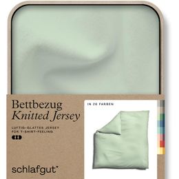 Schlafgut Bettbezug »Knitted Jersey uni, aus Bio-Baumwolle mit Elasthan, Reißverschluss« bügelfrei, Mix & Match Bettwäsche: passender Kissenbezug...