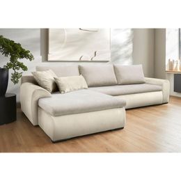 Home Affaire Ecksofa »Win, L-Form, Breite 285cm« optional mit Schlaffunktion und Bettkasten, beige, Cord beige