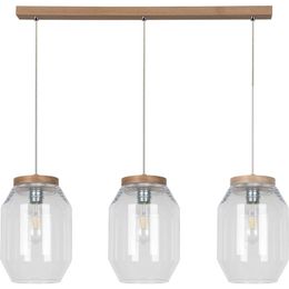 BRITOP LIGHTING Pendelleuchte &raquo;Vaso&laquo; E27 Naturprodukt aus Kiefernholz, Hochwertige Glasschirme holzfarben/transparent