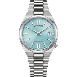 Citizen Automatikuhr »TSUYOSA 37 mm« Armbanduhr, Damenuhr, Mechanische Uhr, Edelstahlarmband, analog, Tag silberfarben-hellblau Klassische...
