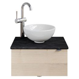 SAPHIR Waschtisch »Serie 6915 Waschschale mit Unterschrank für Gästebad, Gäste WC« Keramik-Aufsatzbecken, Waschtischplatte, Waschtischunterschrank,...