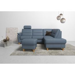 Home Affaire Ecksofa »Palmera L-Form, B: 236 cm« optional Bettfunktion & Bettkasten, Federkern grey/blau
