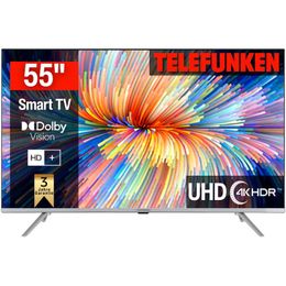 Telefunken LED-Fernseher »D55V850M5CWH« 138 cm/55 Smart-TV schwarz Dolby Atmos, HD+ 6 Monate GRATIS, Alexa Built-In, Frameless Skinny-Design