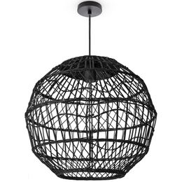 Paco Home Pendelleuchte »MAITE« E27 Rattan Hängeleuchte Korblampe Rund E27 Boho Stil Modern Wohnzimmer Schwarz