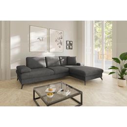 Sit & More SIT&MORE Ecksofa »Morris Jubi L-Form, B: 247 cm« mit Armteilfunktion & 1 Zierkissen, optional Bettfunktion grau