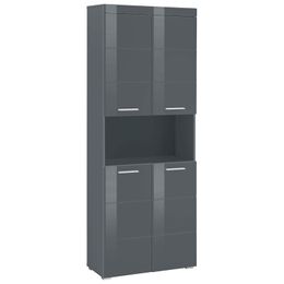 Welltime Hochschrank »Avena« Badschrank 4-türig mit o. Fach und 4 Einlegeböden - B/T/H 73/31/190 cm grau/grau Hochglanz