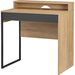 Places of Style Schreibtisch »Moid, Computertisch in modernem Design« Breite 80 cm, mit Schublade, Kabeldurchlass & Metallkufe eiche natur/schwarz...