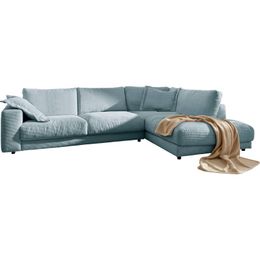 Places of Style Ecksofa »Enisa XXL B/T/H: 325/224/85 cm L-Form« Kuschelig, gemütlich, in 5 Farben, Bezug in Cord, mit 2 Zierkissen bleu