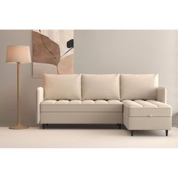 DOREL HOME Ecksofa »LINDHUS, L-Form, verschiedene Stellvarianten, Schlaf-Liege« Modulsofa, Recamiere, großer Bettkasten, Cord, Chenille creme