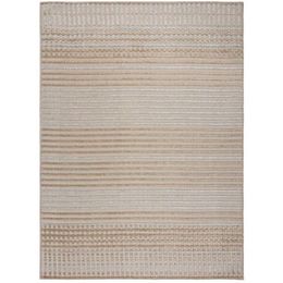 FLAIR RUGS Teppich &raquo;Elton Hoch-Tief Effekt&laquo; rechteckig 8 mm H&ouml;he Chenille Optik, kurzflor, waschbar, Wohnzimmer, Schlafzimmer beige Obermaterial:...