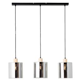 Brilliant Pendelleuchte &raquo;Weald&laquo; E27 H&ouml;he 120 cm, E27, k&uuml;rzbar, Metall/Glas/Holz, schwarz/rauch/holz schwarz