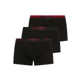 HUGO UNDERWEAR Trunk 3 Stk. tlg., elastischer, kontrastfarbener Bund Black 001 M (50) M (50) 3er Pack enge Boxershorts