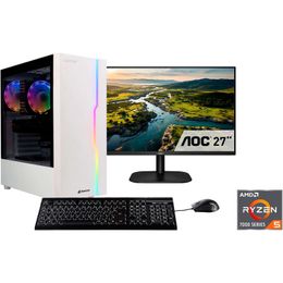 Captiva Gaming-PC-Komplettsystem »Advanced Gaming R91-380 TFT Bundle« 27 ′′ AMD Ryzen 5 GeForce RTX 4060 16 GB RAM 1.000 GB SSD weiß Windows 11 Home..