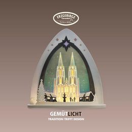 Weigla LED Lichterbogen &raquo;K&ouml;lner Dom, moderne Lichterspitze aus Holz & Acrylglas&laquo; 1 Stk. Weihnachtsdeko Innen Made in Germany, Weihnachtsbeleuchtung bunt 