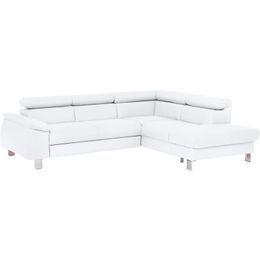 COTTA Ecksofa »Komaris L-Form, B: 249 cm« mit Kopfteilverstellung, optional Bettfunktion, Bettkasten & Licht weiß