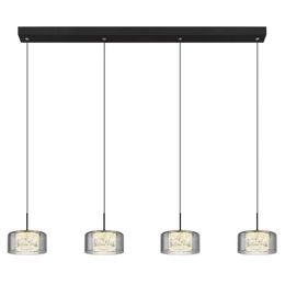 Globo LIGHTING LED Pendelleuchte »FOGSY« LED-Modul 1 Stk. Tageslichtweiß Hängelampe/Pendelleuchte/Glas rauchfarben/Höhe kürzbar/Esstisch schwarz