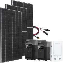 EcoFlow Solaranlage &raquo;Delta Pro Powerstation mit 3 x 415W Gerahmtes Solarmodul&laquo; mit 3, 6kWh Zusatzbatterie und Smart Home Panel, Plug and play...