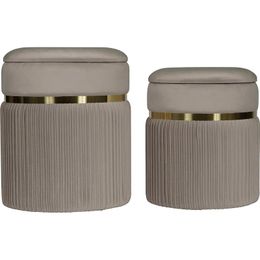 Kayoom Polstergarnitur »Hocker Zora 325 2er-Set, samtweicher Stoffbezug, runde elegante Form« Set, Hocker 1: B 36 /H 44/ T36 cm Hocker 2: B 31, 5...