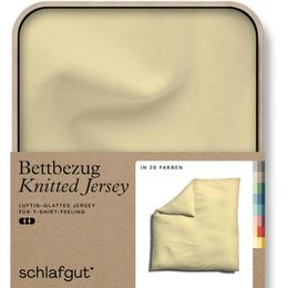 Schlafgut Bettbezug »Knitted Jersey uni, aus Bio-Baumwolle mit Elasthan, Reißverschluss« bügelfrei, Mix & Match Bettwäsche: passender Kissenbezug...