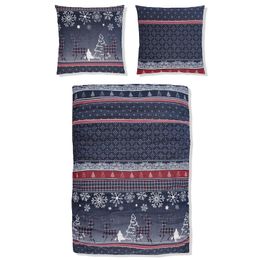 my home Bettw&auml;sche &raquo;Chrissy in Gr. 135x200 oder 155x220 cm, ideal f&uuml;r Weihnachten&laquo; 2 Stk. tlg. Fleece kuschelig warm im Winter, Weihnachtsbettw&auml;sche, 
