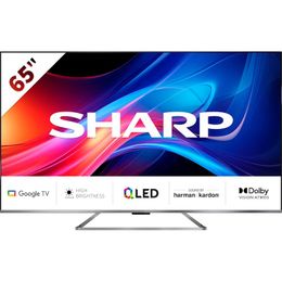 Sharp QLED-Fernseher »4T-C65GP7x« 164 cm/65 Smart-TV silber HDMI 2.1 mit eARC, Google Assistant, Chromecast integriert, Schlankes Design mit...