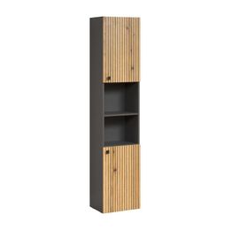 Welltime Hochschrank »Amrum« Badezimmerschrank mit und ohne Schublade - (B/T/H) 40-70/31/186 cm Anthrazit/Eiche Anthrazit