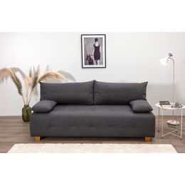 Collection AB Schlafsofa »Bella, B: 196 cm, Liegefl. 145x196 cm« mit Bettfunktion, Bettkasten & 2 Armlehnenkissen, Federkern anthrazit