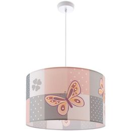 Paco Home Pendelleuchte »Cosmo 220« E27 Lampe Kinderzimmer Deckenlampe Rosa Schmetterling Blumen Karo E27 weiß