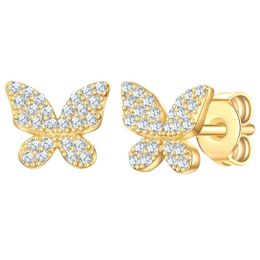 Rafaela Donata Paar Ohrstecker &raquo;Set: RD5004&laquo; mit Zirkonia gelbgold + wei&szlig; 6,6 mm Damen-Ohrstecker in Schmetterling-Form