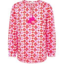Zwillingsherz Shirtbluse »"Schmetterling"« Blumenmuster, Tasseln, Pom Pom Besatz, Langarm Rosa SM (S/M) SM (S/M) Damen-Tunika von Zwillingsherz