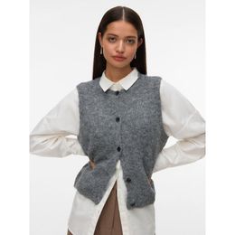 Véro Moda VERO MODA Strickweste »VMNOVAH SL O-NECK BUTTON VEST NOOS« mit Wolle Dark Grey Melange L L Strickweste von Vero Moda