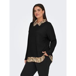 Only CARMAKOMA Blusenshirt &raquo;CARALBA LS MIX TOP JRS&laquo; Black Detail:Woven LEO XL XL 2-in 1 Langarmshirt von Only CARMAKOMA
