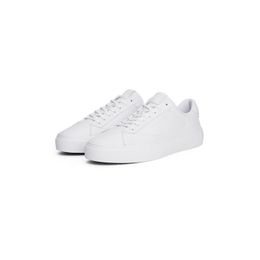 Tommy Hilfiger Sneaker »PREMIUM DRESS CUPSOLE LTH«, Freizeitschuh, Halbschuh, Schnürer mit Flaggen-Emblem an der Ferse weiß 45 45 Sneaker mit weich...