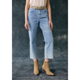 Buffalo Weite Jeans mit leicht ausgefranstem Beinabschluss, Culotte Jeans in 7/8-Länge light-blue-washed 38 - N-Gr N-Gr 38 Modische 7/8-Länge mit...