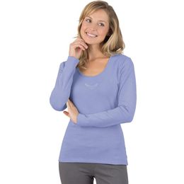 TRIGEMA Longsleeve »Langarmshirt mit Kristallsteinen« 1 Stk. tlg. lavendel-melange XL XL 95 % Baumwolle, Ringgarn supergekämmt, 5 % Elastan