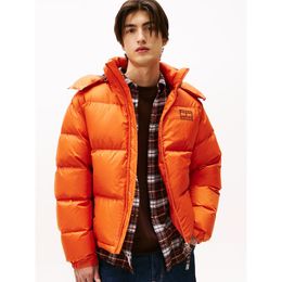 Tommy Jeans Steppjacke »ALASKA DOWN PUFFER« mit Kapuze Übergangsjacke Regular fit mit abnehmbarer Kapuze Voyager Orange M M Steppjacke von Tommy Jeans