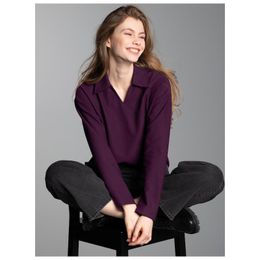 TRIGEMA Poloshirt »Sweatshirt mit Kragen und V-Ausschnitt« 1 Stk. tlg. aubergine XL XL Strukturierte Sweat-Qualität