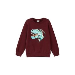 s.Oliver JUNIOR Sweater, mit Pailletten-Dino und Print, f&uuml;r boys BURGUNDY 92/98 92/98 Sweater mit Pailletten von s.Oliver Junior