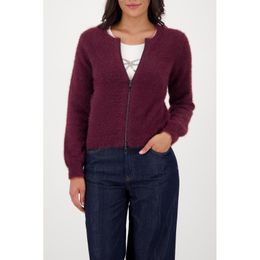 monari Strickjacke &raquo;Jacke Strickjacke Pl&uuml;sch&laquo; Regular fit mit Rundhalsausschnitt bordeaux 40 40 Kuschelige Pl&uuml;schjacke von monari