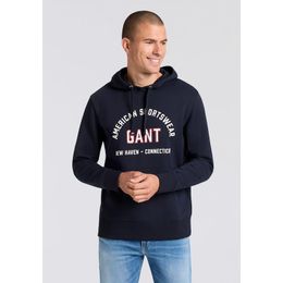 Gant Sweatshirt »PRINTED GRAPHIC«, mit Kapuze, regular fit, Kängurutasche EVENING BLUE XL XL Kapuzensweatshirt von Gant
