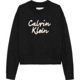 Calvin Klein Jeans Rundhalspullover &raquo;LOGO METALLIC INTERSIA&laquo; f&uuml;r Kinder bis 16 Jahre, gro&szlig;e Stickerei Ck Black 6 (116) 6 (116) Pullover von Calvin...