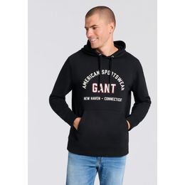 Gant Sweatshirt »PRINTED GRAPHIC«, mit Kapuze, regular fit, Kängurutasche BLACK L L Kapuzensweatshirt von Gant