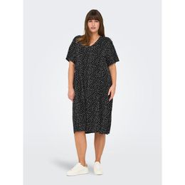 Only CARMAKOMA Shirtkleid »CARFYRLA LIFE S/S V-NCK BLK AOP DRE NOOS« Sommerkleid, weich fließende Jersey Qualität Black AOP:CLOUD DANCER DOTS S...