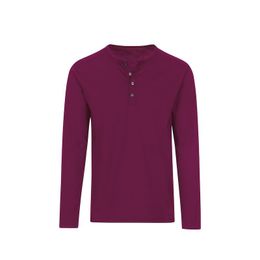 TRIGEMA Longsleeve »Langarmshirt mit Knopfleiste« 1 Stk. tlg. sangria L L DELUXE-Single-Jersey