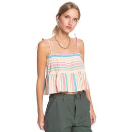Roxy Crop-Top &raquo;Bikini Mood&laquo; Snow White Aloha Stripe S S Stoff: leichtes Baumwoll-Leinen-Mischgewebe