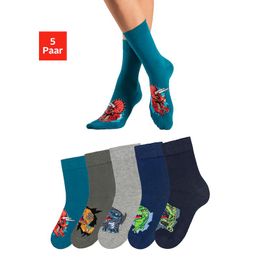 H.I.S. H.I.S Herren Socken Packung, 5 Paar tlg. mit Dinosauriermotiven bunt 19-22