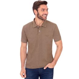 TRIGEMA Poloshirt »Poloshirt DELUXE Piqué« 1 Stk. tlg. nougat-melange L L DELUXE-Piqué-Qualität