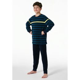 Schiesser Schlafanzug »Nightwear« 2 Stk. tlg., mit color-block Oberteil nachtblau 152 152 Langer Jungenschlafanzug von Schiesser