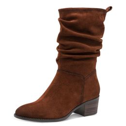 Tamaris Stiefel, Blockabsatz, Kurzstiefel mit Falten am slouchy Schaft braun 39 39 Kurzstiefel im coolen Western-Look