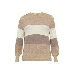 Only Carmakoma Pullover 'CARNew Daria' Damen Gr&ouml;&szlig;e XXXL/4XL beige / dunkelbraun / braunmeliert / taupe